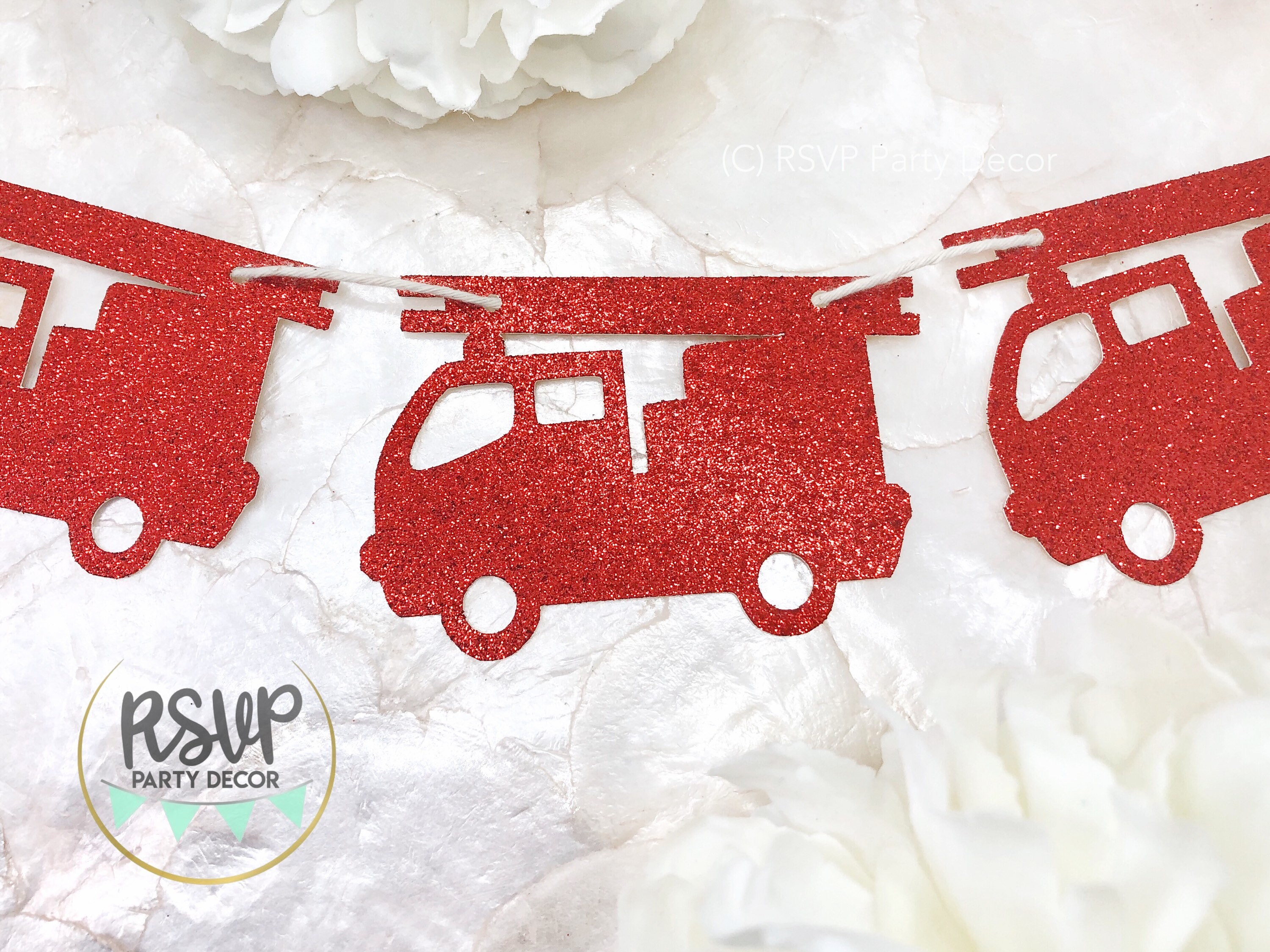 Firetruck Garland Fire Truck Banner Fire Fighter Party - Etsy
