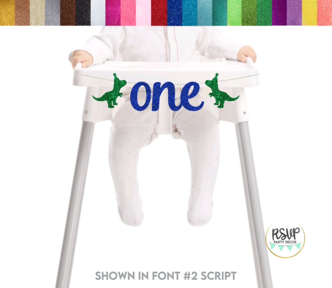 Dinosaur One High Chair Banner, T-rex First Birthday Party Decor ...