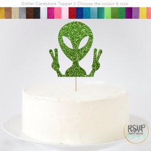 Alien Cake Topper, Peace Hand Alien Cake Topper, Alien Birthday Party ...
