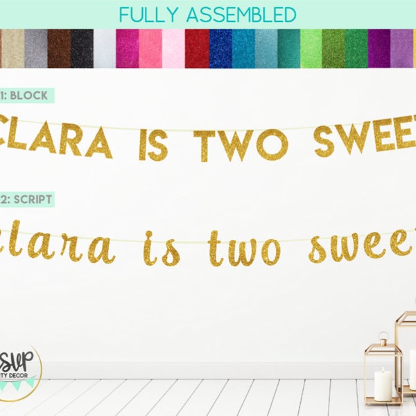 Personalized Two Sweet Birthday Banner for Girl - Etsy