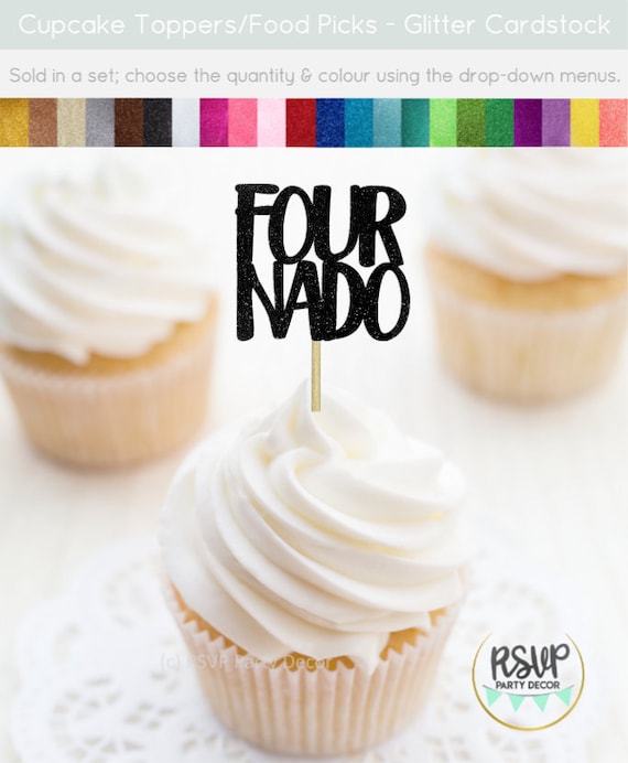 FOURnado Cupcake Toppers, Tornado 4th Birthday Party Decor, Weather 4th ...