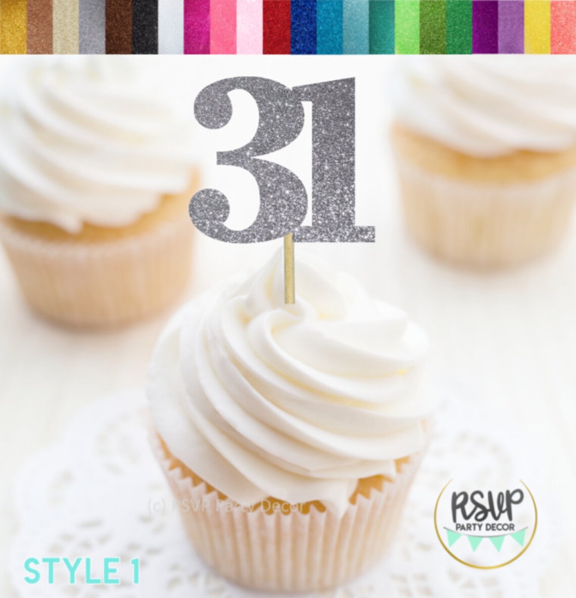 Number 31 Cupcake Toppers, Thirty One Food Picks, 31st Birthday ...