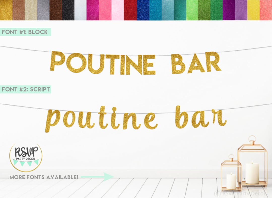 Poutine Bar Banner, Glitter Poutine Bar Sign, Poutine Station ...