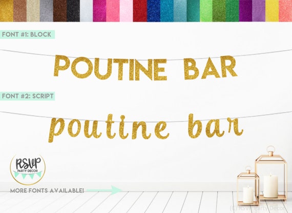 Poutine Bar Banner, Glitter Poutine Bar Sign, Poutine Station ...