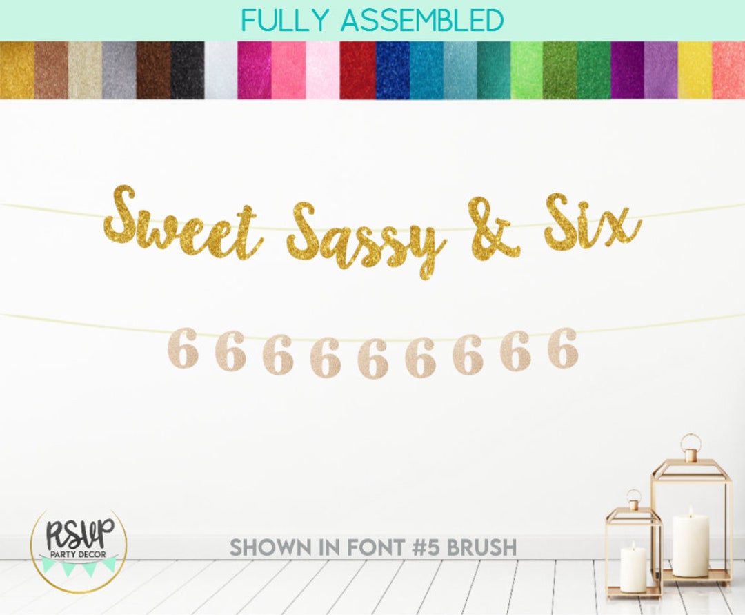 Sweet Sassy & Six Banner, 6 Garland, 6th Birthday Party Decor, Happy ...