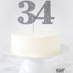 Thirty Four Cake Topper, 34 Cake Topper, Thirtyfour Cake Topper, Thirty ...
