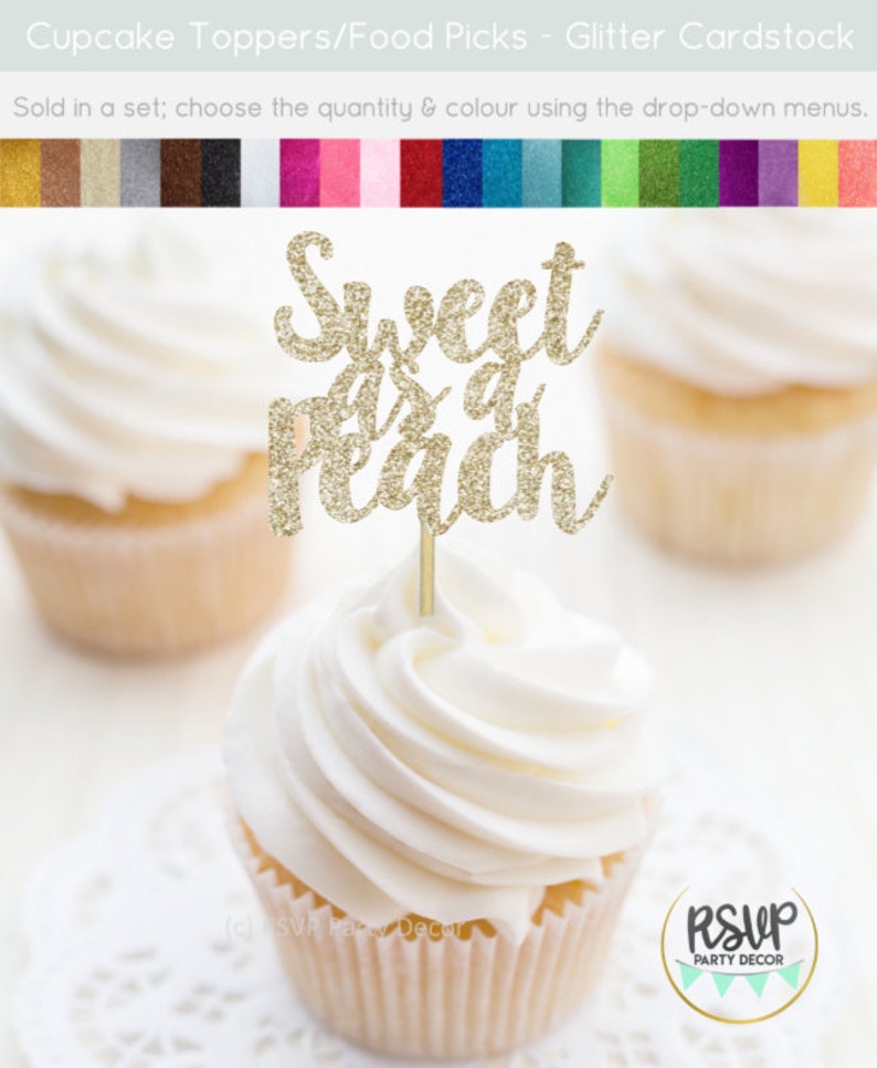 Sweet as a Peach Cupcake Toppers, Peach Food Picks, Peach Party Decor ...