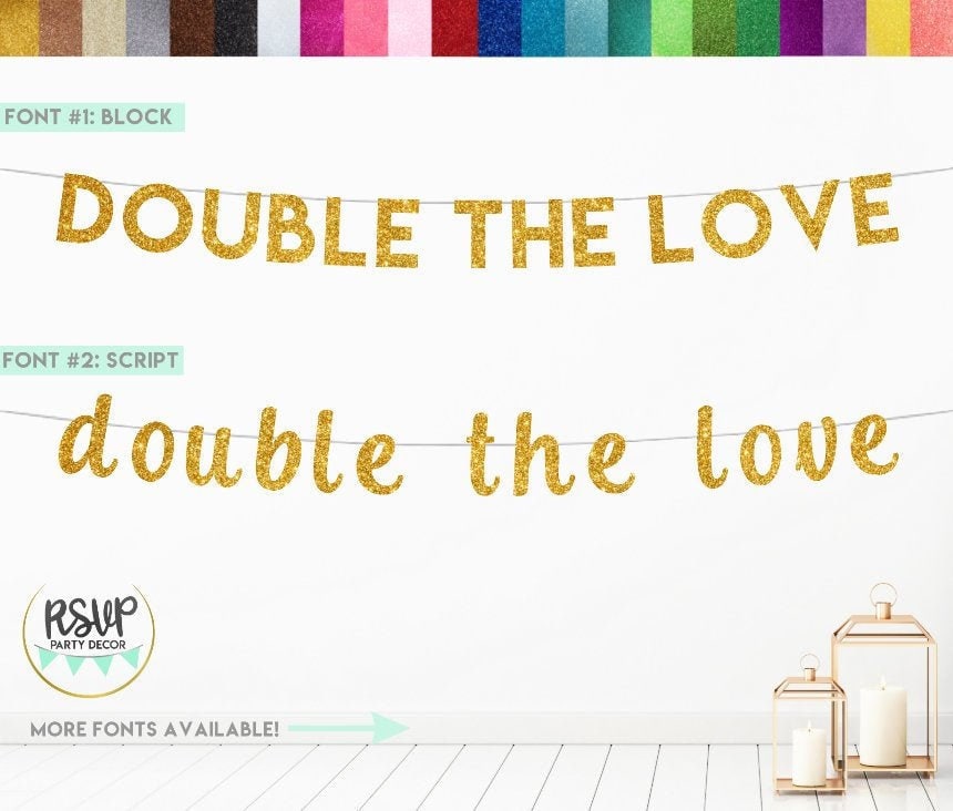 Double the Love Banner Double the Love Sign Twin Baby Shower - Etsy Canada