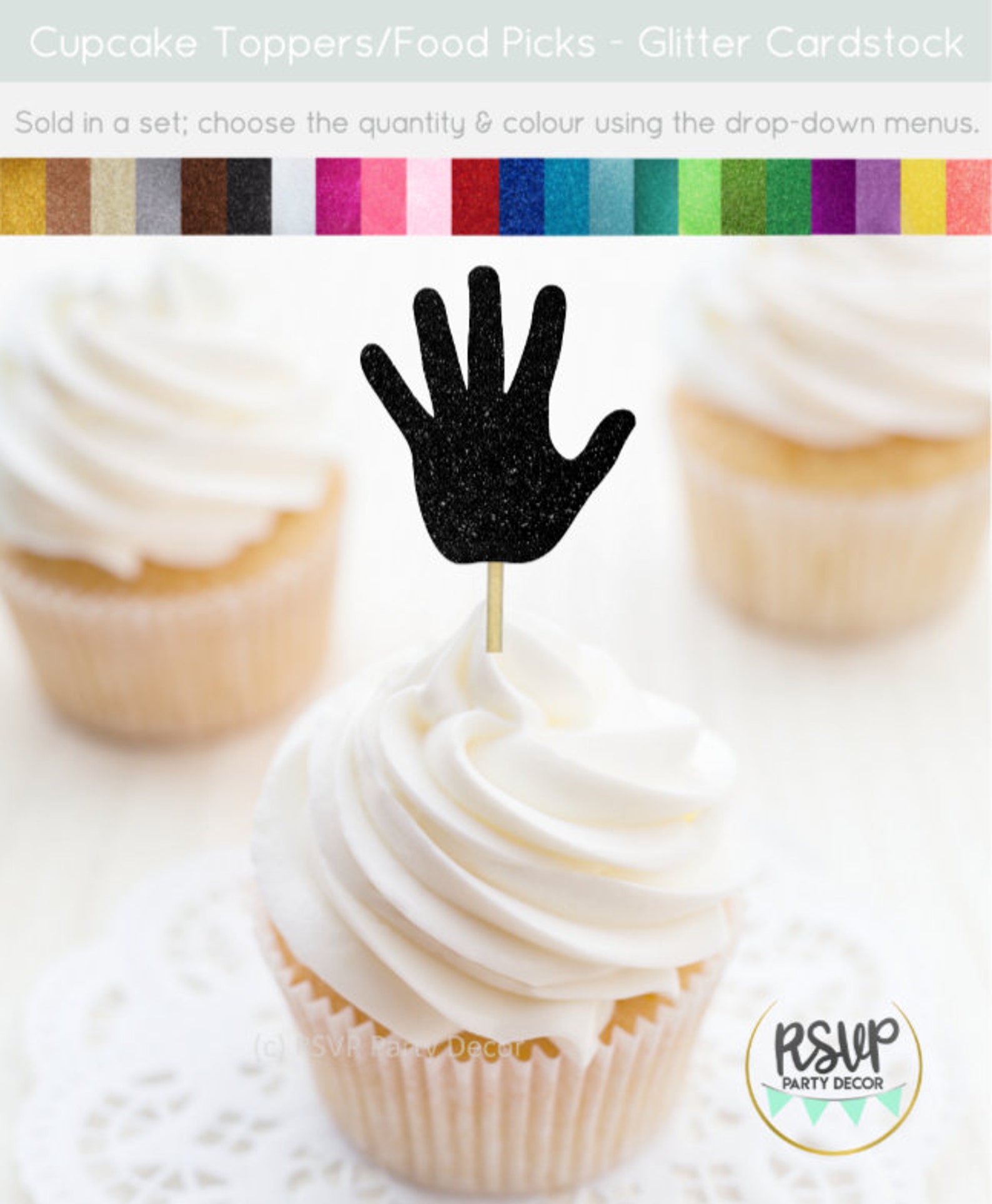 Hand Cupcake Toppers Five Finger Hand Cupcake Toppers 5th - Etsy