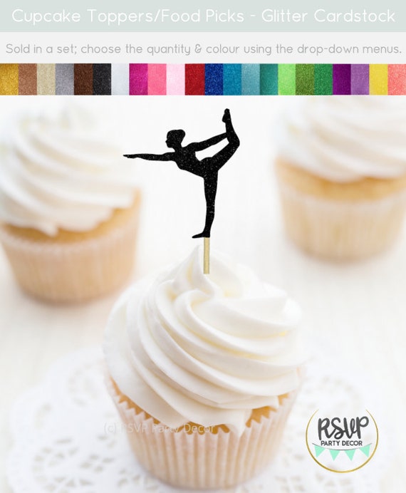 Yoga Cupcake Toppers, Yoga Party Decorations, Fitness Cupcake Topper ...