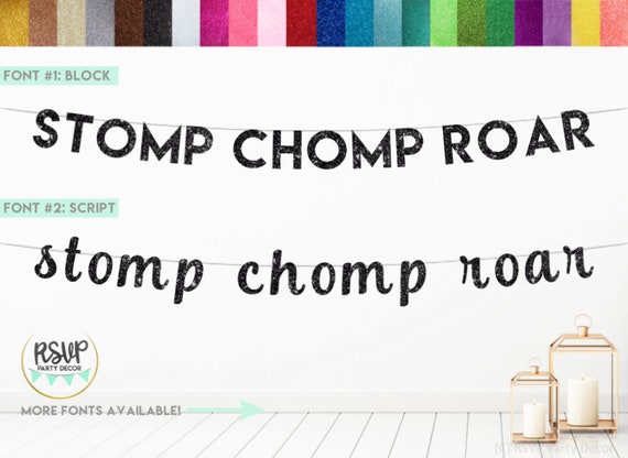 Stomp Chomp Roar Banner, Dinosaur Birthday Banner, Dinosaur Party ...