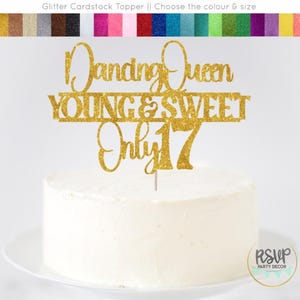 Dancing Queen Cake Topper, 17th Birthday Cake Topper, 17 Cake Topper ...