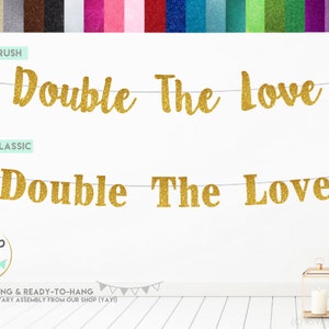 Double the Love Banner, Double the Love Sign, Twin Baby Shower Banner ...