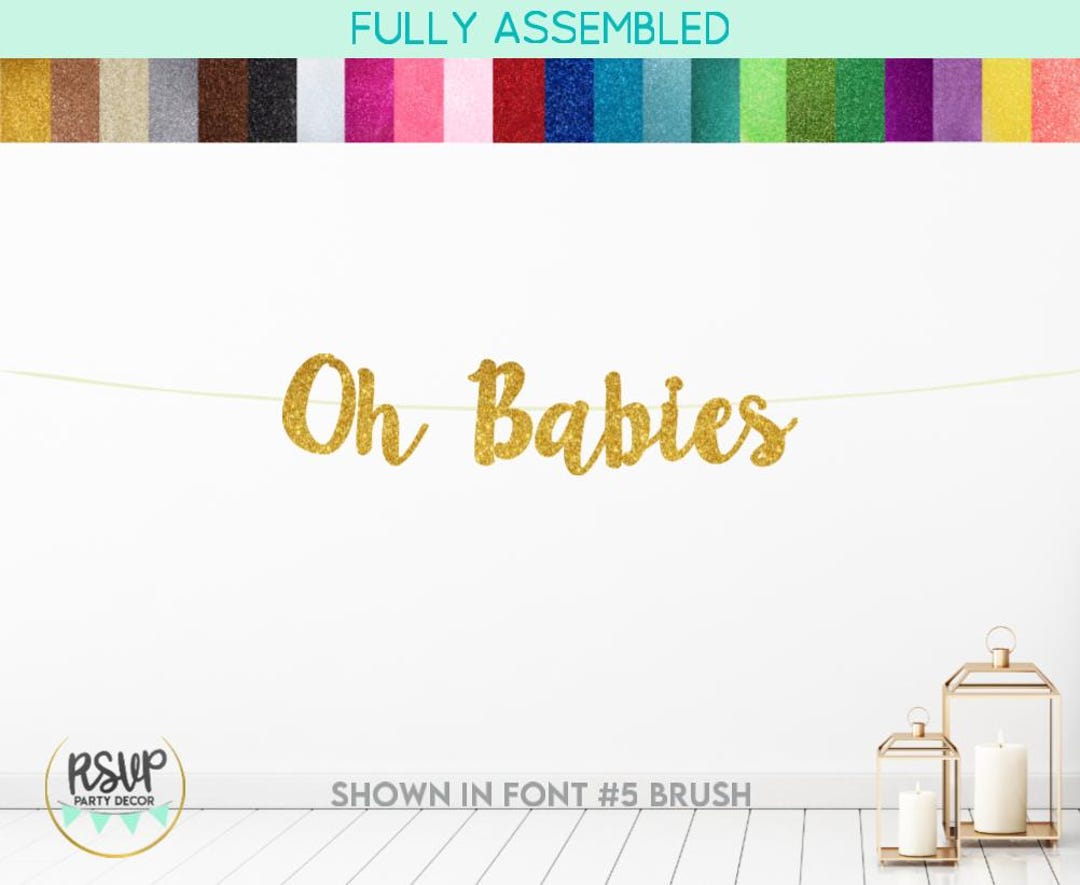 Oh Babies Banner, Twin Baby Shower Decorations, Twin Babies Banner, Due ...