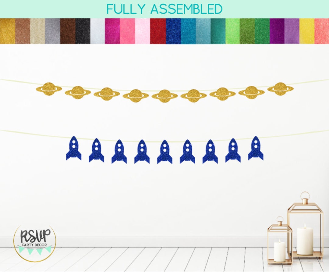 Space Themed Party Decorations, Planet and Rocketship Garland, Rocket ...