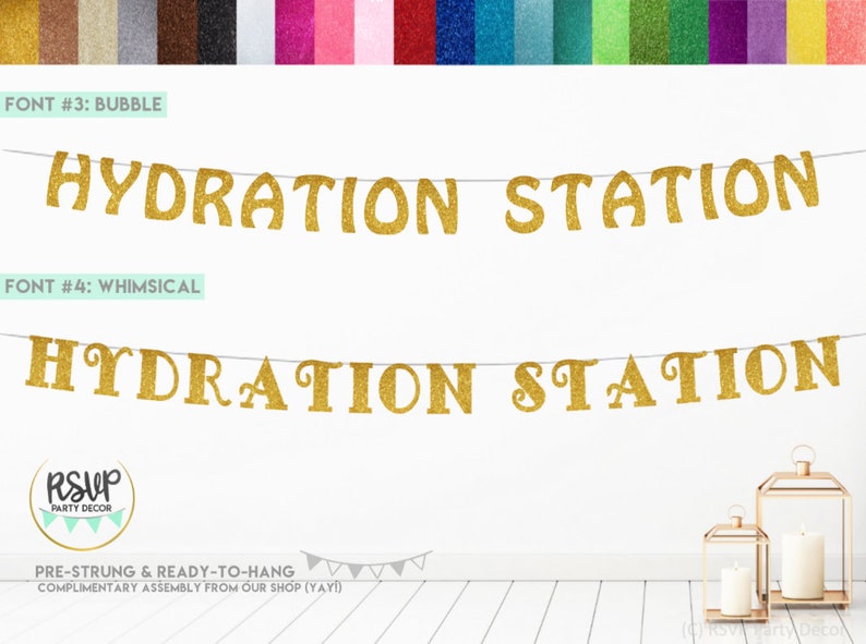 Hydration Station Banner Glitter Beverages Sign Drink | Etsy