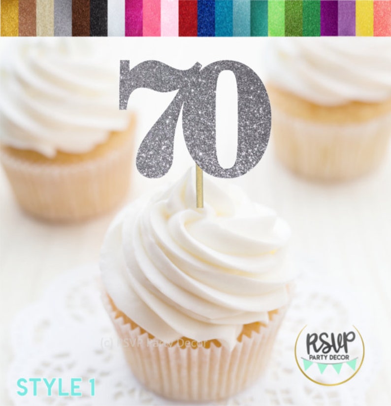 Number 70 Cupcake Toppers Seventy Food Picks 70th Birthday Etsy
