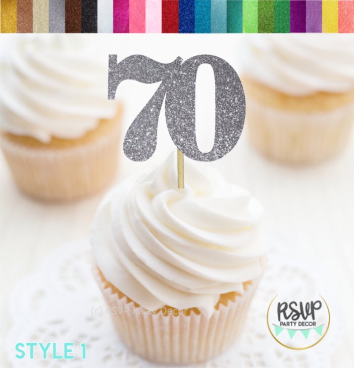 Number 70 Cupcake Toppers Seventy Food Picks 70th Birthday - Etsy