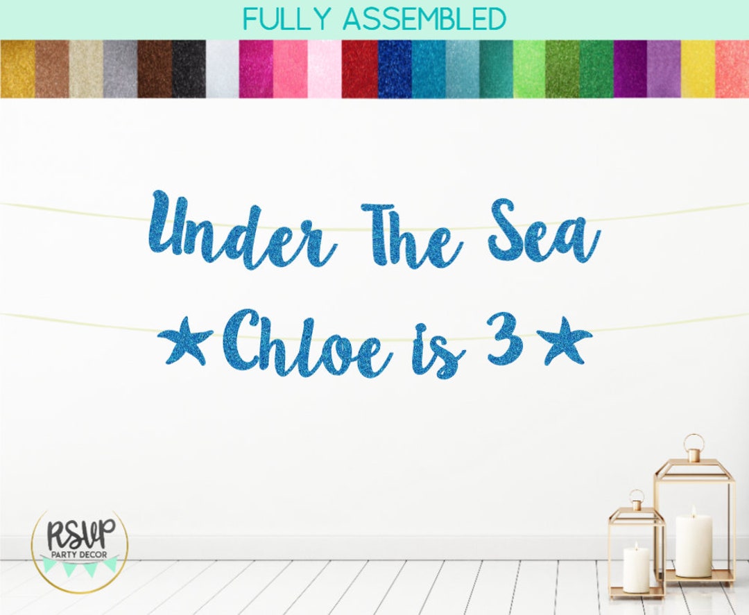 Custom 3 Under the Sea Banner, Mermaid Third Birthday Party Decor ...