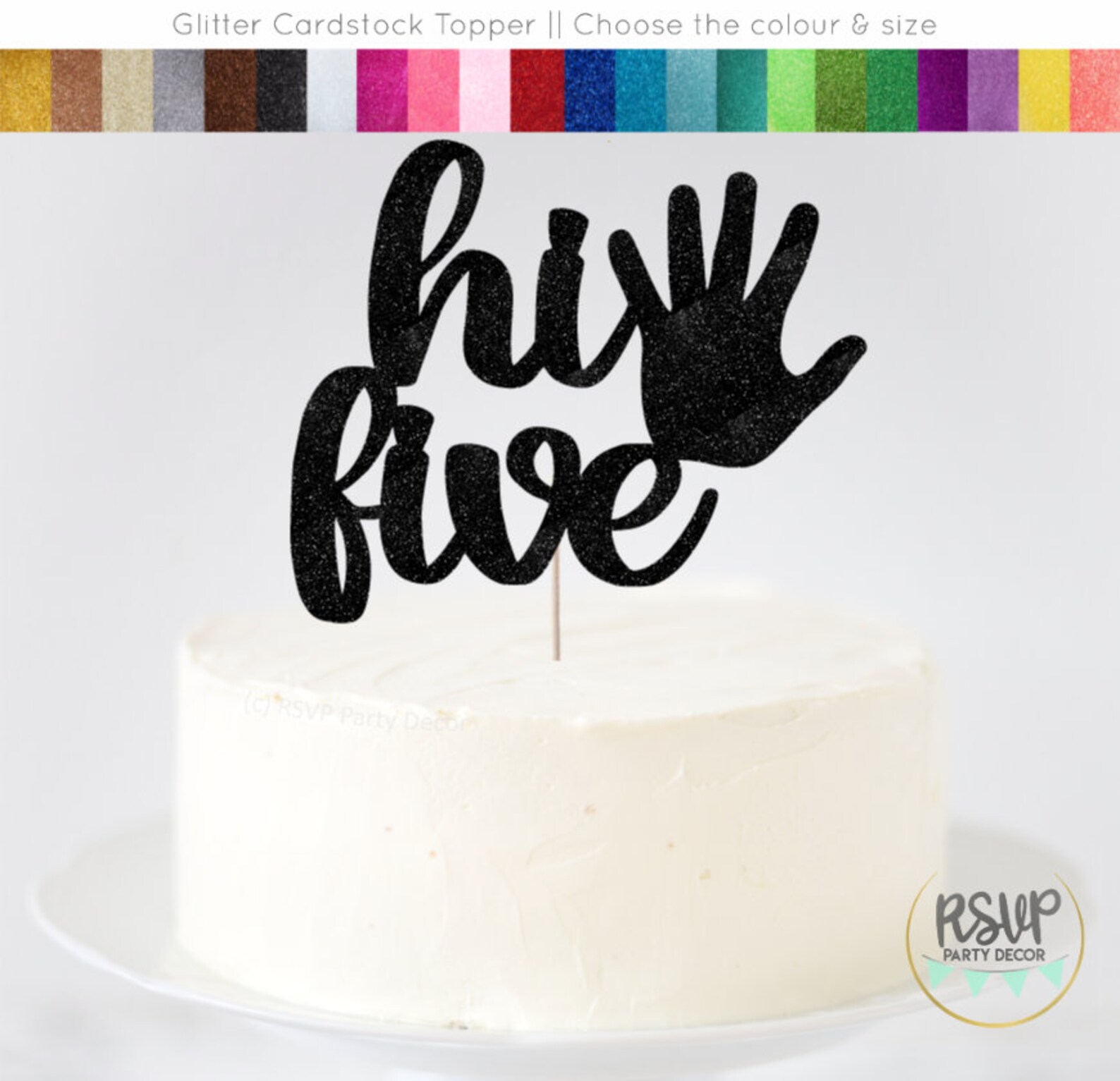 Hi Five Cake Topper, 5th Birthday Cake Topper, Fifth Birthday Party ...