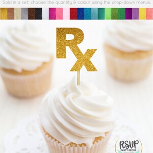 RX Cupcake Toppers, Prescription Medicine Cupcake Toppers, Doctor Party ...