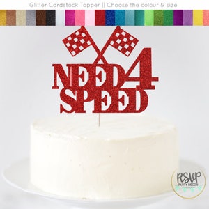 Need 4 Speed Cake Topper, Racecar 4th Birthday Cake Topper, Car Fourth ...