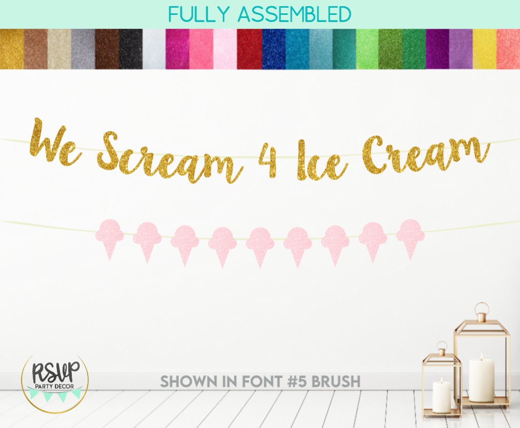 We Scream 4 Ice Cream Banner Ice Cream 4th Birthday Party - Etsy