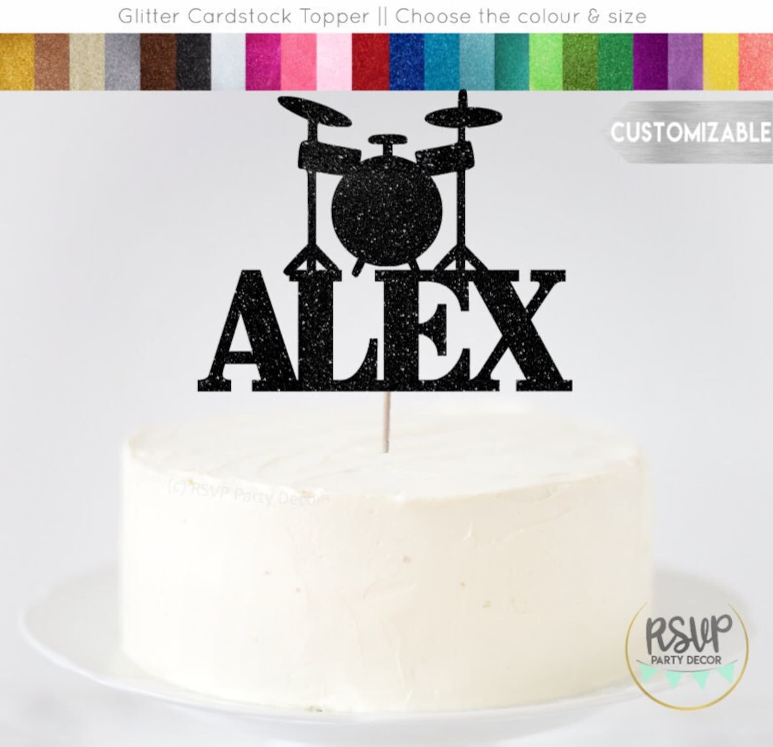 Custom Drums Cake Topper, Music Party Decorations, Rockstar Cake Topper ...