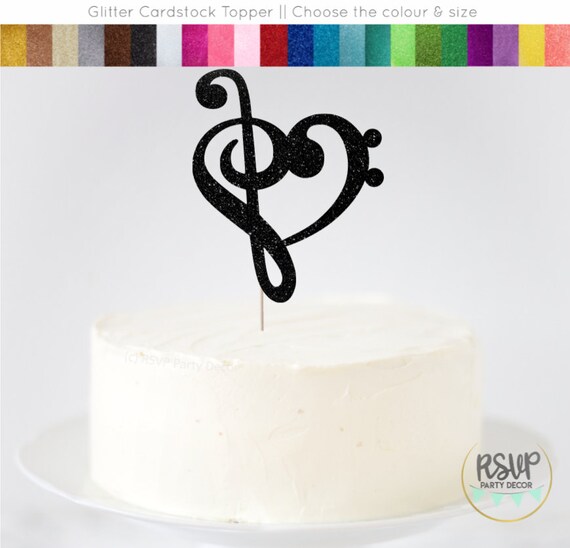 Music Heart Cake Topper Treble Bass Clef Heart Sign Musical - Etsy
