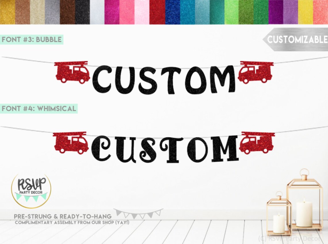 Custom Firetruck Banner Firefighter Party Decor Personalized | Etsy