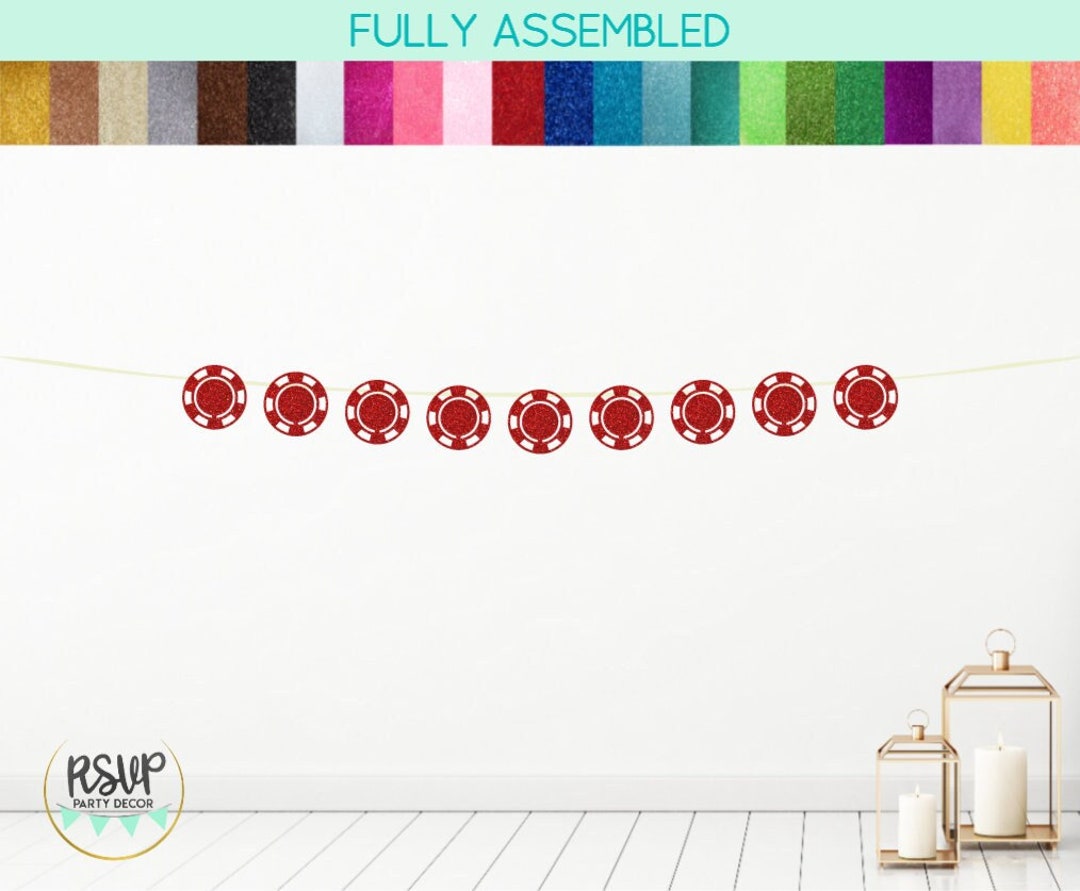 Poker Chip Garland, Casino Chips Banner, Casino Birthday Party ...