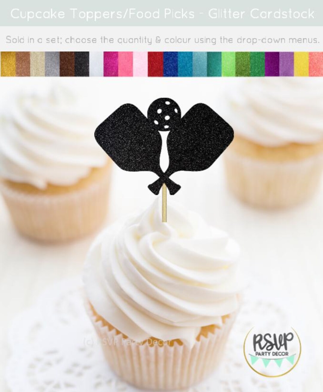 Pickleball Cupcake Toppers, Pickleball Party Decorations, Pickleball ...