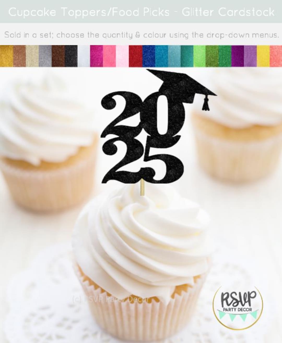 2025 Cupcake Toppers, 2025 Grad Cupcake Toppers, 2025 Graduation Party ...