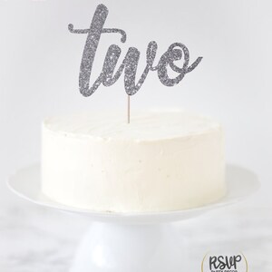 Two Cake Topper, 2 Cake Topper, Glitter 2 Sign, Happy 2nd Cake Topper ...