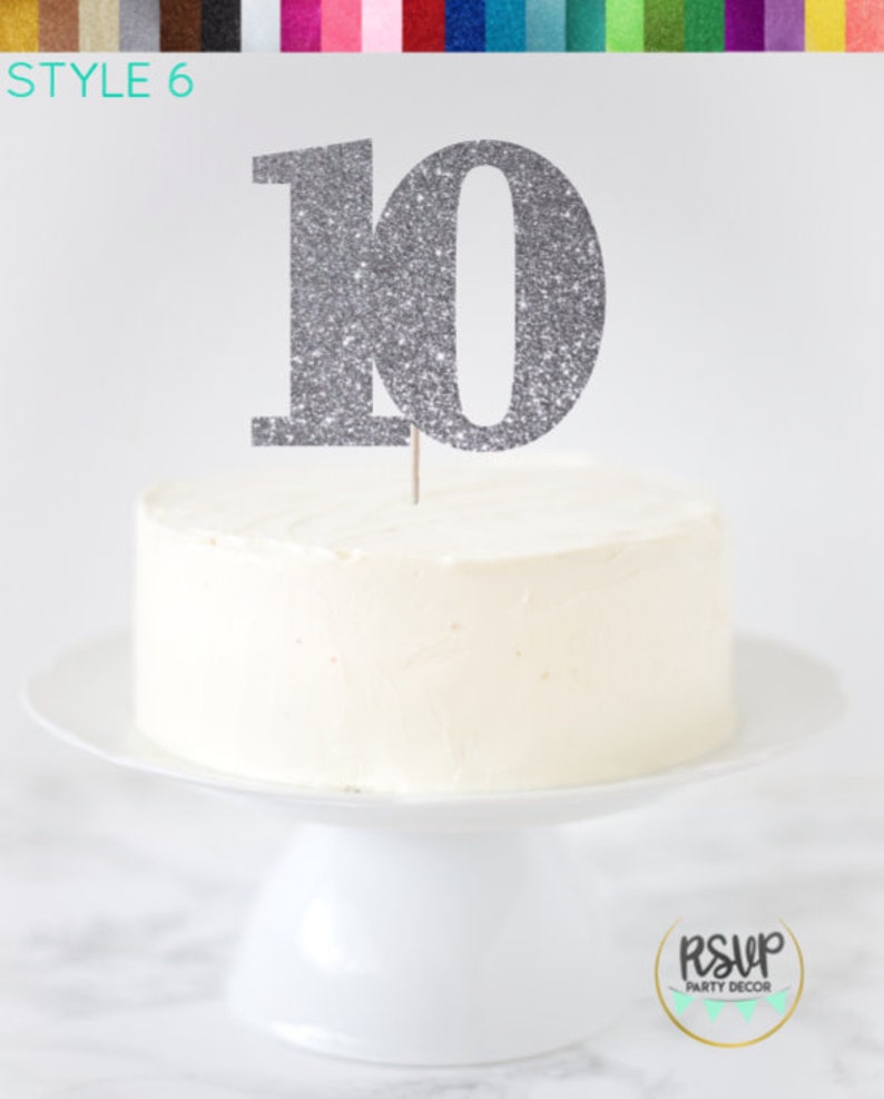 Ten Cake Topper, 10 Cake Topper, Double Digits Cake Topper, Happy 10th ...