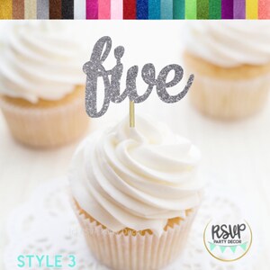 Number 5 Cupcake Toppers, Five Food Picks, 5th Birthday Decorations ...