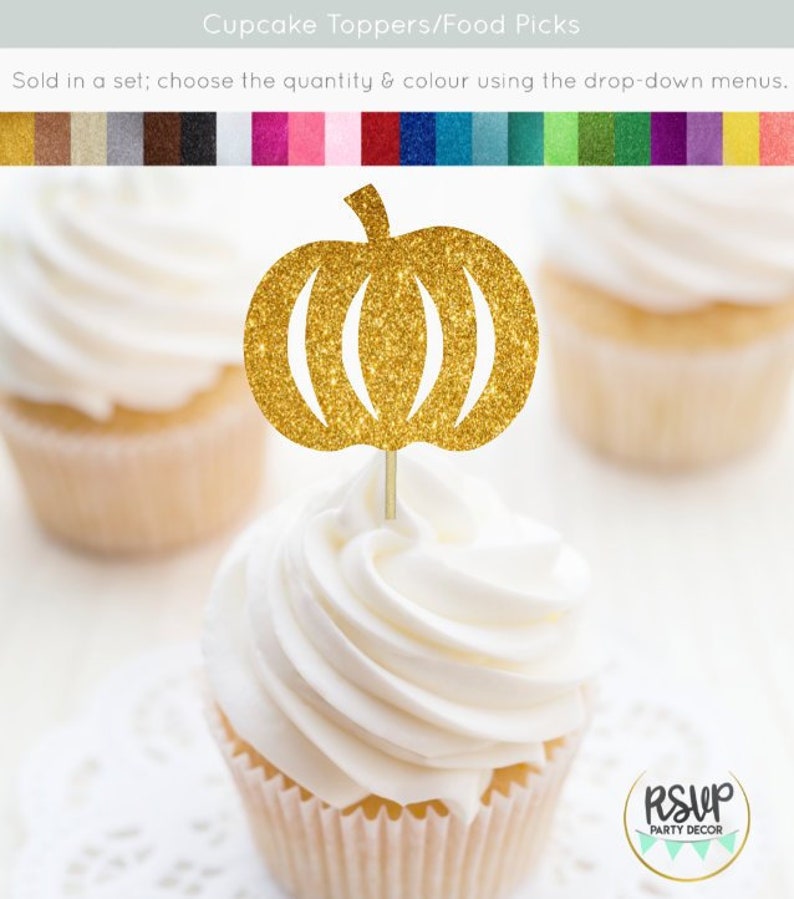 Pumpkin Cupcake Toppers Pumpkin Food Picks Little Pumpkin | Etsy