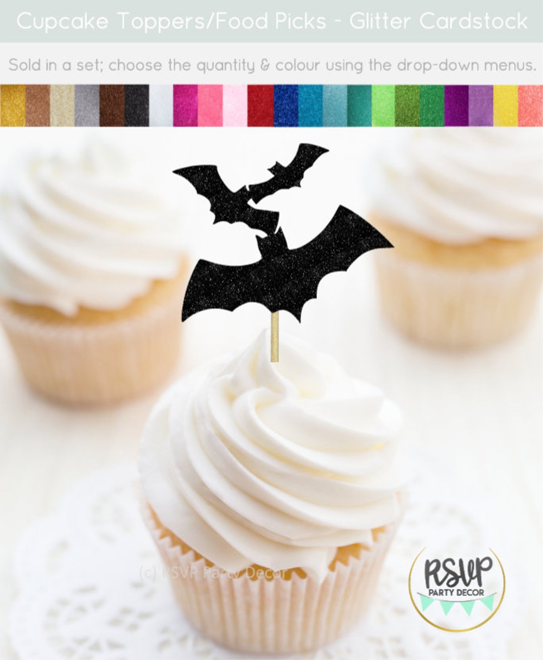 Bat Vampire Birthday Decor, Flying Bat Cupcake Toppers, Bats Party ...