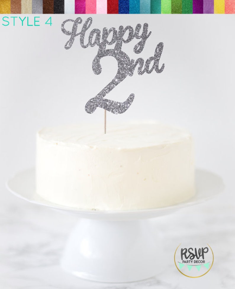 Two Cake Topper 2 Cake Topper Glitter 2 Sign Happy 2nd Cake - Etsy