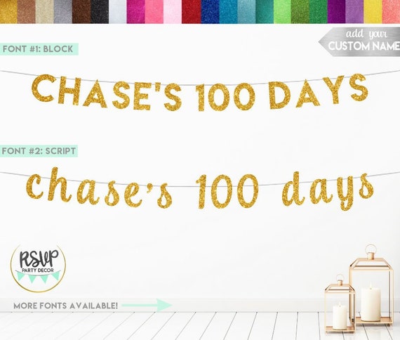 Custom's 100 Days Banner, Happy 100 Days Banner, Name's 100 Days Sign ...