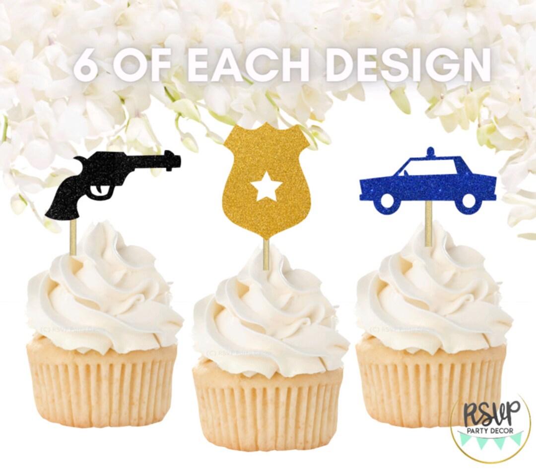 18 PCS Police Cupcake Toppers, Police Party Decorations, Police ...