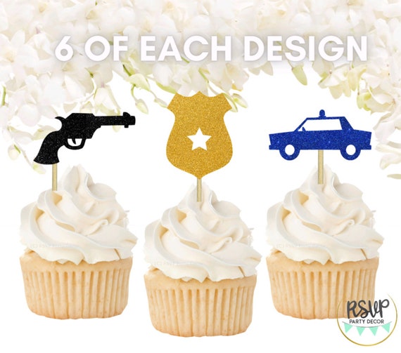 18 PCS Police Cupcake Toppers, Police Party Decorations, Police ...