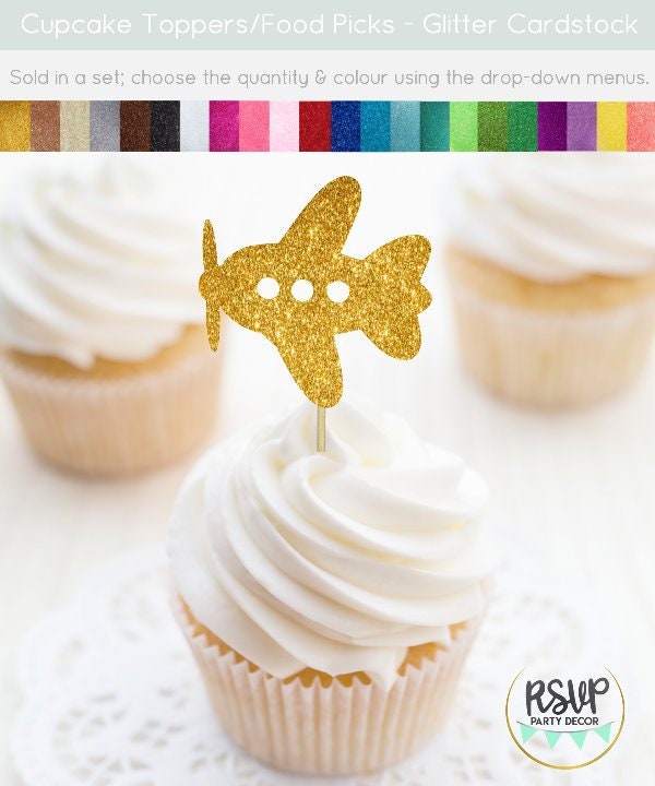 Plane Cupcake Toppers, Airplane Food Picks, Time Flies Decorations ...