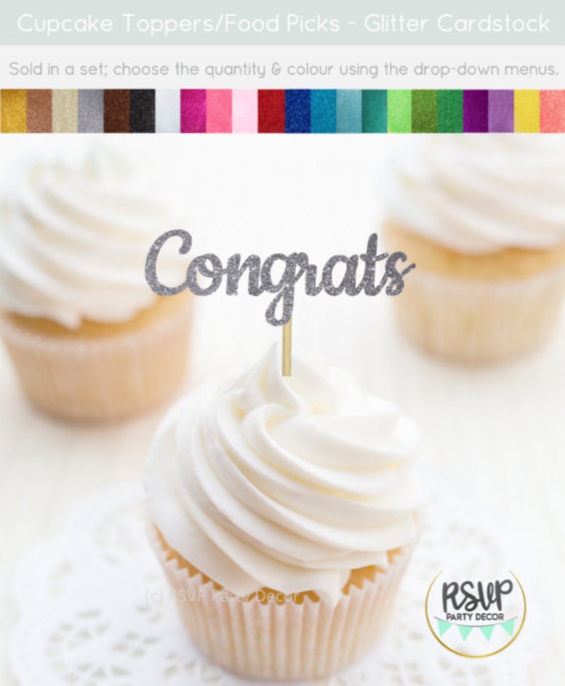 Congrats Cupcake Toppers, Congratulations Food Picks, Graduation Party ...