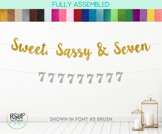 Sweet Sassy & Seven Banner, 7 Garland, 7th Birthday Party Decor, Happy ...