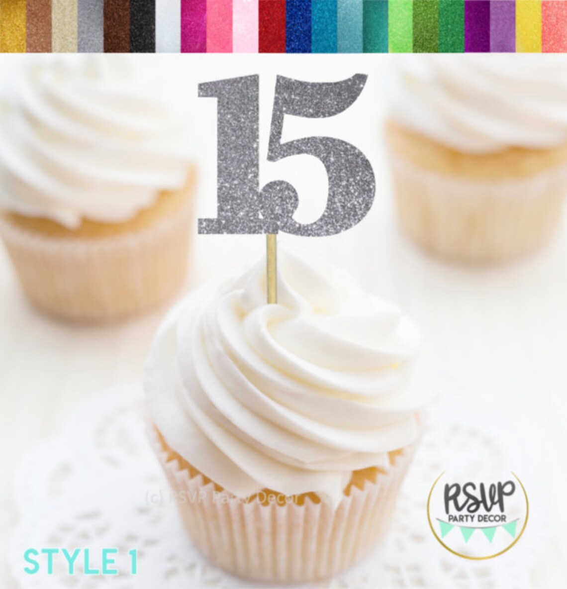 Number 15 Cupcake Toppers Fifteen Food Picks 15th Birthday - Etsy