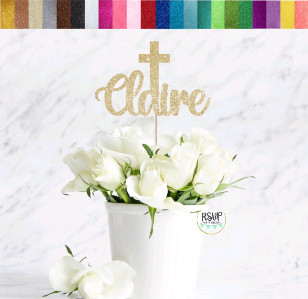 Custom Cross Centerpiece Stems, Baptism Centerpieces, Christening Party ...