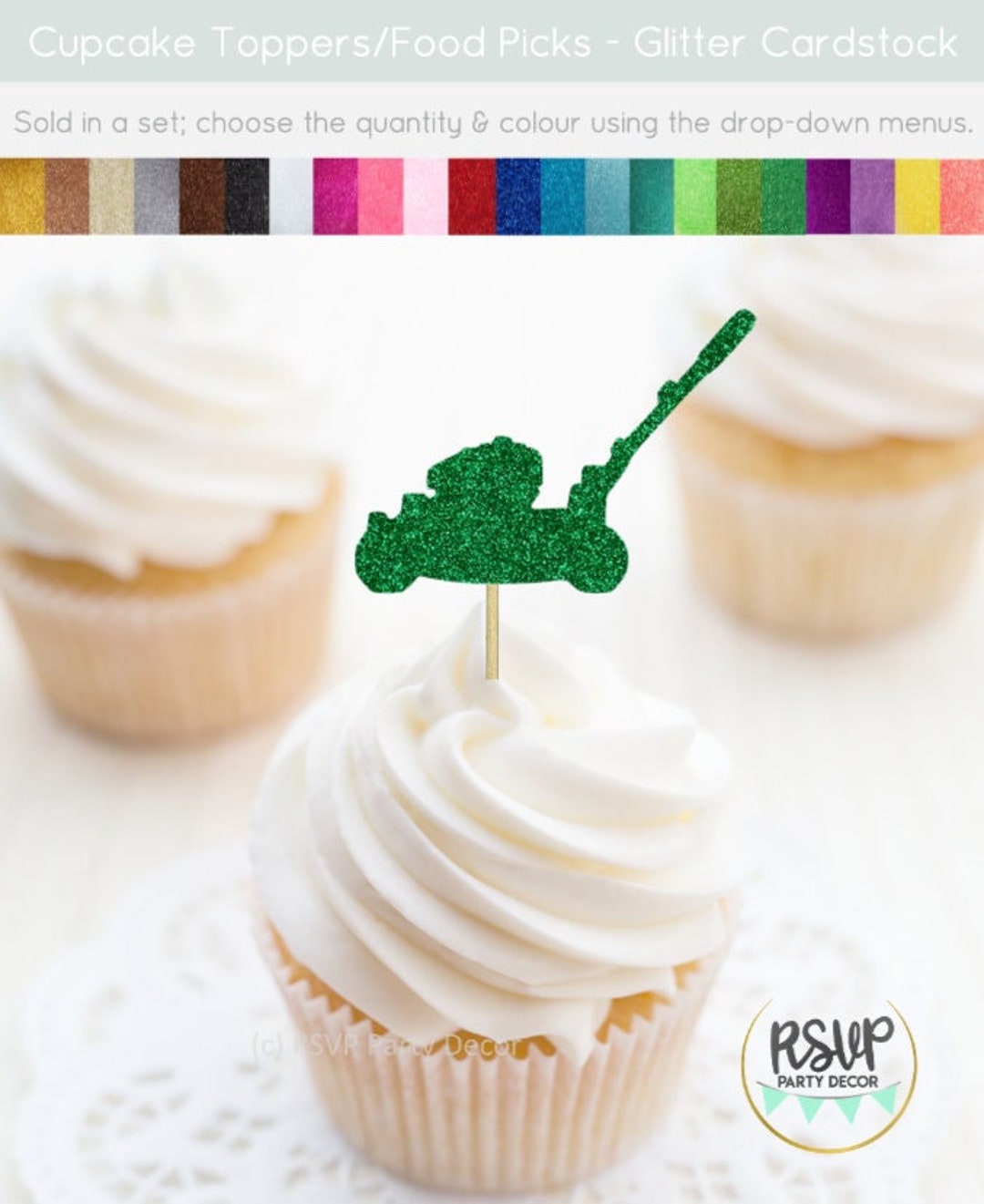 Lawnmower Cupcake Toppers, Landscaping Cupcake Toppers, Gardening ...