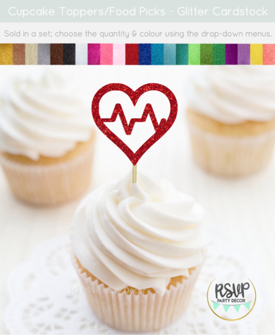 Heartbeat Cupcake Toppers, Doctor Cupcake Toppers, Nurse Cupcake ...