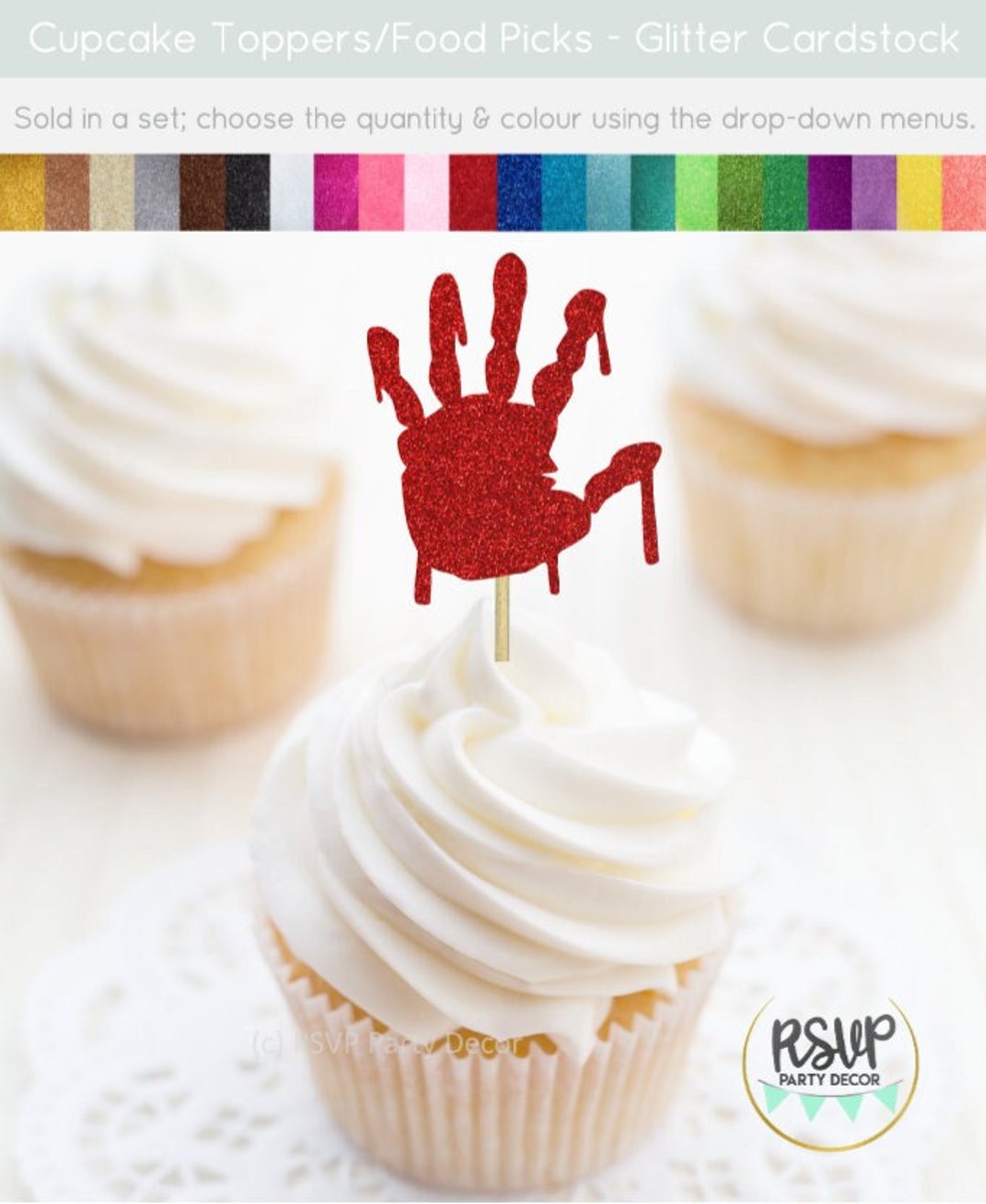 Bloody Hand Cupcake Toppers, Murder Mystery Party Decorations, Escape ...
